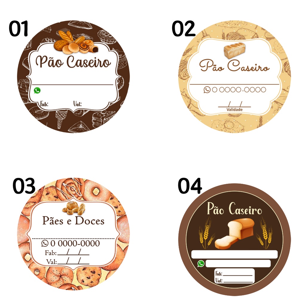 200 Etiquetas Adesivas Personalizadas Pão Caseiro 5x5cm - Escorrega o Preço
