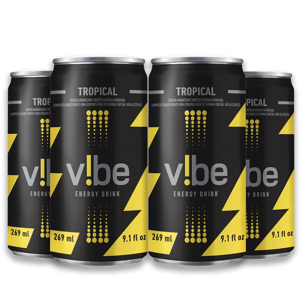 Kit 4 Energéticos Vibe Energy Drink Tropical 269ml | Shopee Brasil