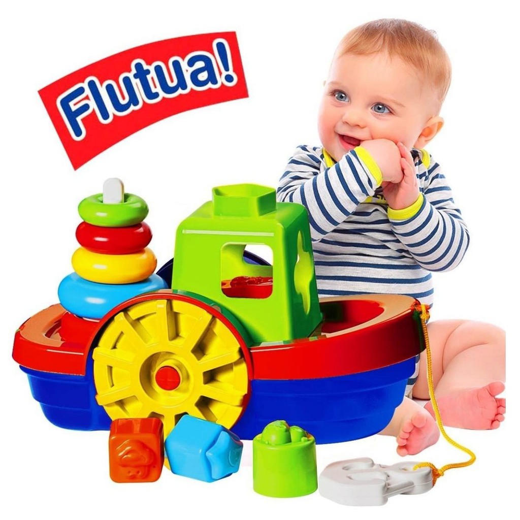 Brinquedo Barco Educativo Infantil Flutua na Água Encaixe Bebê Navio ...