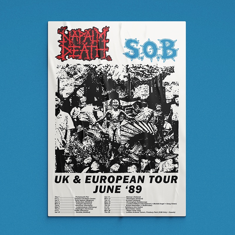 Poster Napalm Death x S.O.B. - UK & European Tour 89 / Tamanho A3 ...