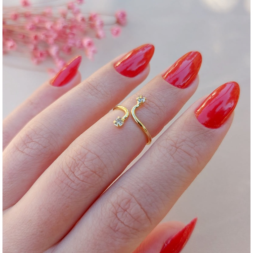 Anel regulável falange 2 brilhos - Folheado dourado | Shopee Brasil