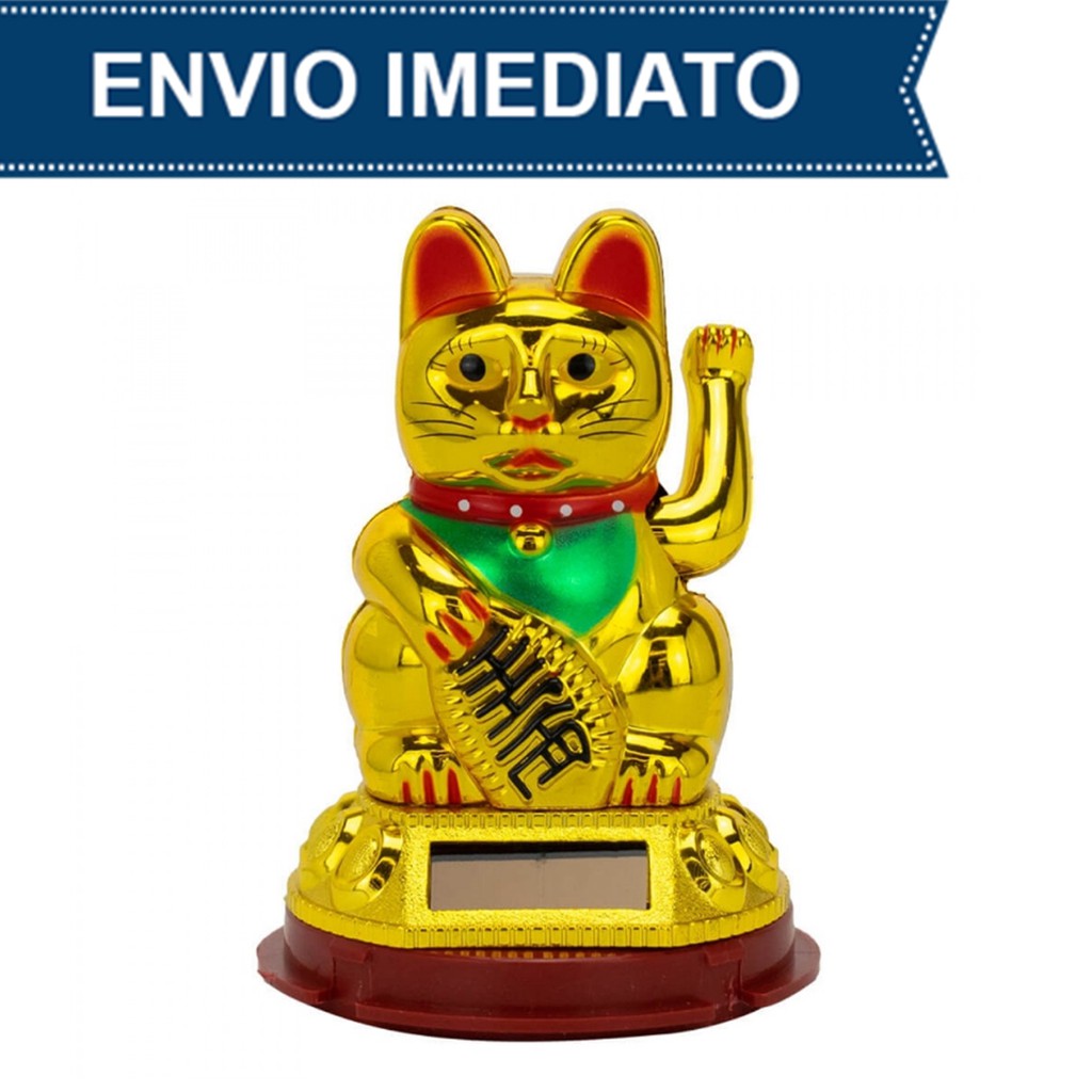 GATO DA SORTE Solar Dourado Atrai Prosperidade - Maneki Neko Gatinho da ...