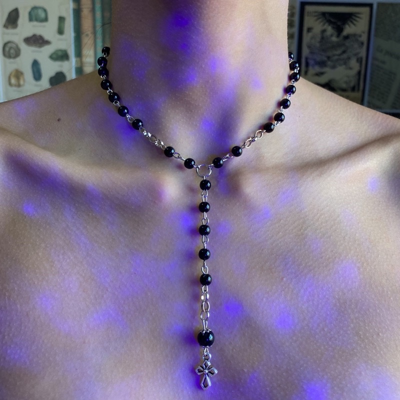 Choker Estilo Rosario Rock Punk com Pingente de Cruz Aesthetic ...