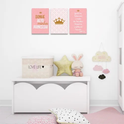 3 Placas Quadros Decorativos Menina Infantil Realeza Coroa | Shopee Brasil