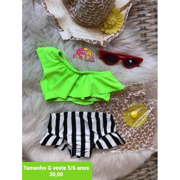 Biquíni Neon infantil Mini diva Blogueira verão moda praia | Shopee Brasil