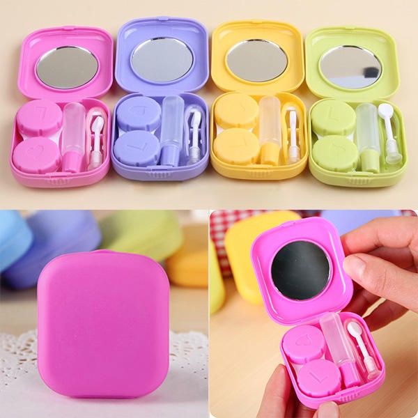 1Pc Lovely Mini Contact Lenses Case Easy Carrying Mirror Container ...
