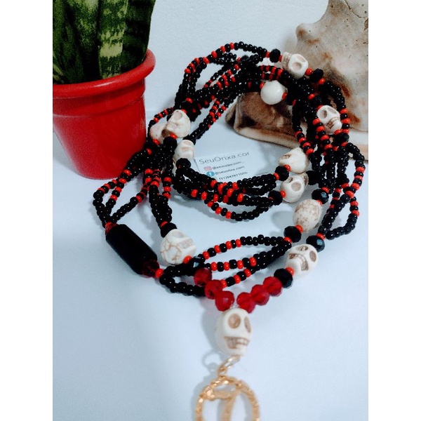 BRAJÁ EXÚ 3 FIOS C/ PINGENTE ( LINHA MIÇANGA) | Shopee Brasil