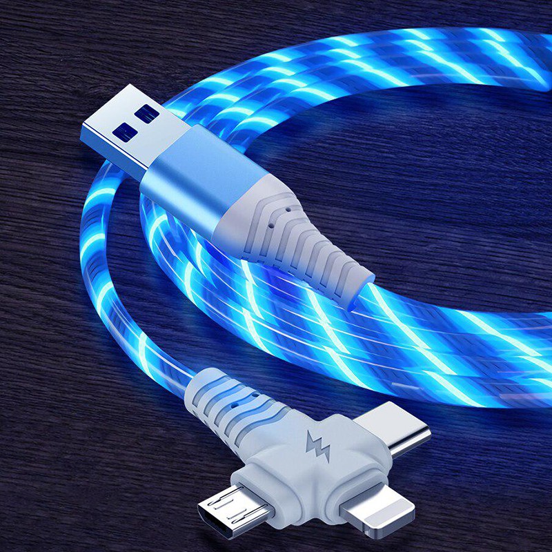 Cabo De Iluminação De Fluxo 3 Em 1 LED Micro Carregamento USB Tipo C/8 ...
