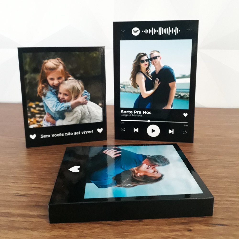 Quadro De Mesa Spotify Kit com 3 - Branco ou Preto | Shopee Brasil