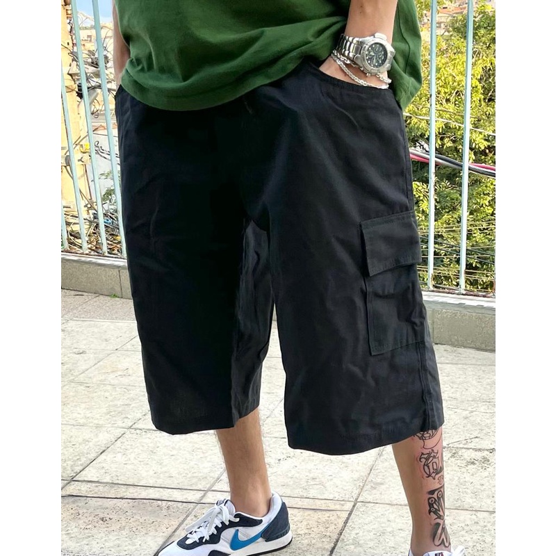 Bermuda Cargo Larga Masculina Streetwear Oversized 6 Bolsos Várias