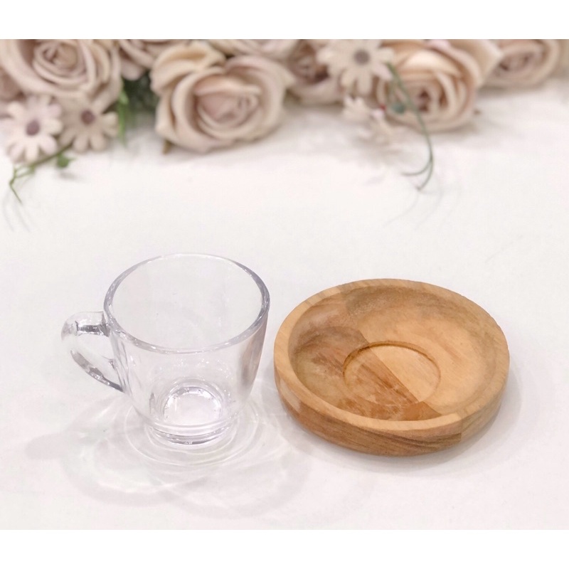 Xícara C/Pires de Madeira (Unitário) | Shopee Brasil