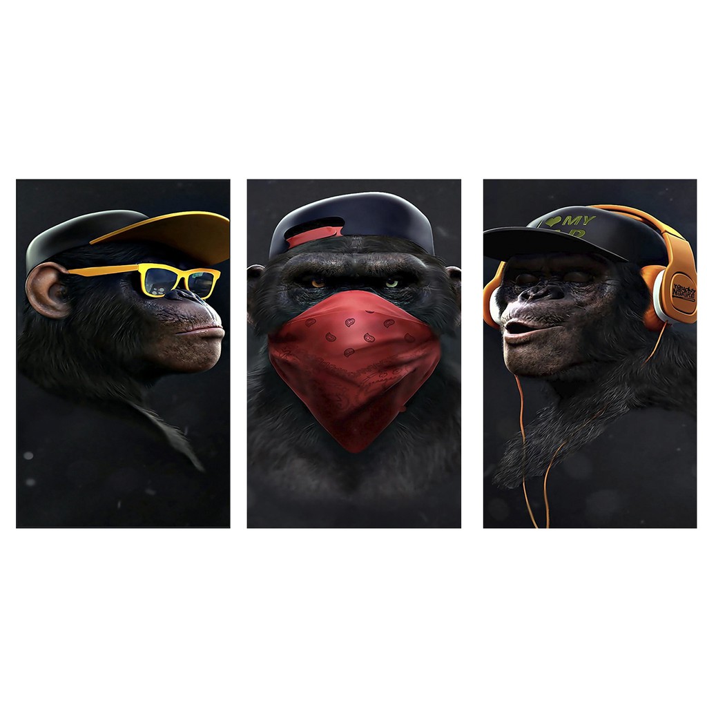 Quadro Decorativo Os 3 Macacos Sábios Gangster Envio Imediato Com Fita ...