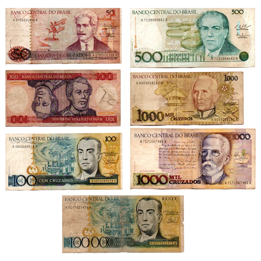 Cédulas Antigas Lote com 7 cédulas mesmo tipo da imagem | Shopee Brasil