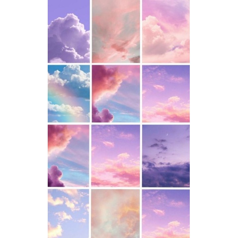 cartela grande de adesivo com 12 figuras céu aesthetic srapbook/bullet ...