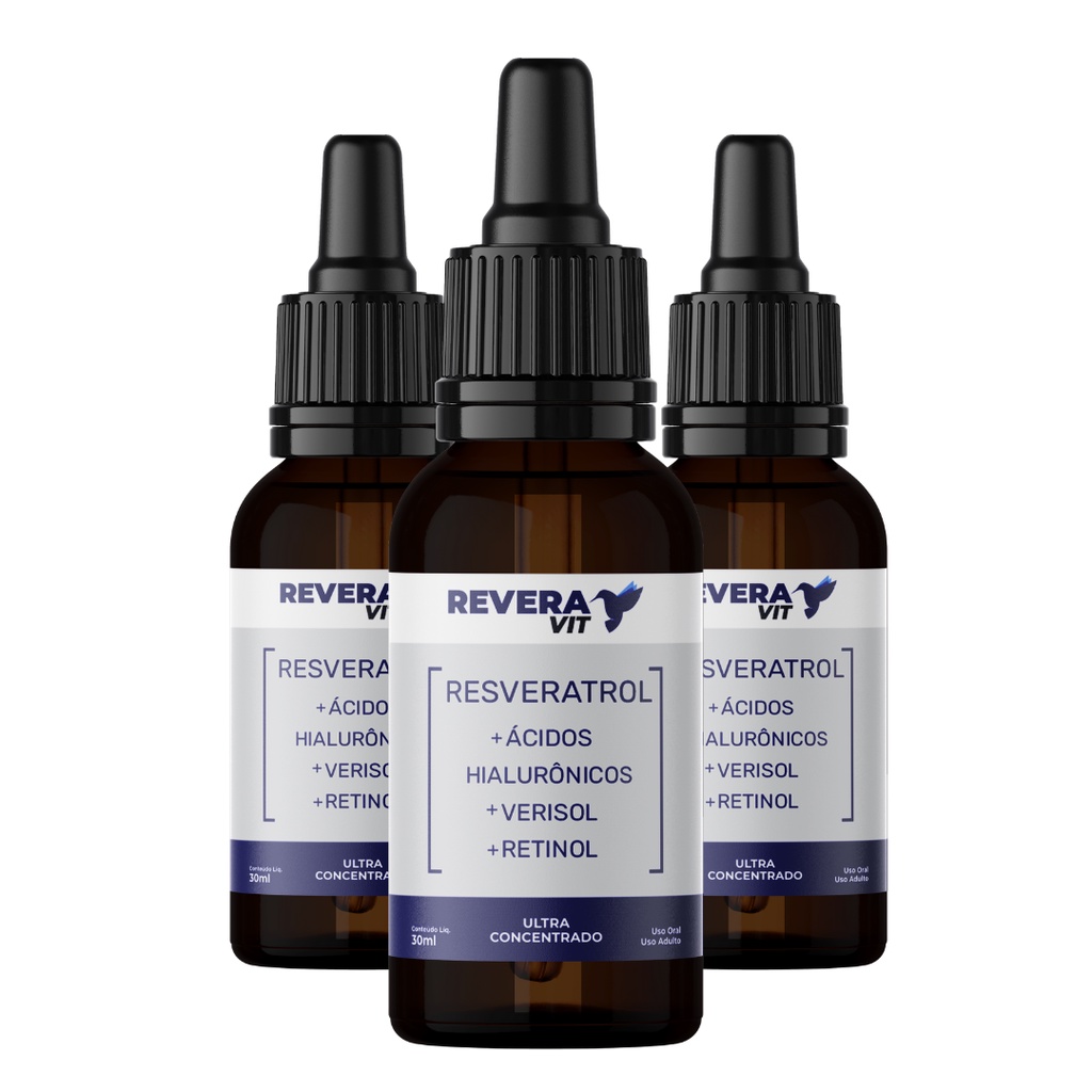 (3 FRASCOS) Revera Vit Resveratrol Suplemento Alimentar Em Gotas Para ...