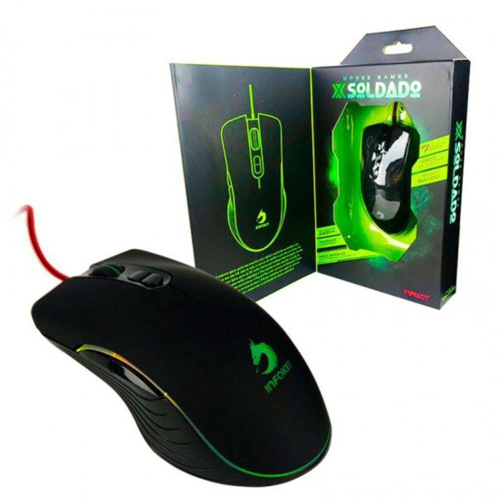 Mouse Usb Gamer 6400 Dpi Infokit Gm-V550 Com Led Flow Effect | Shopee ...