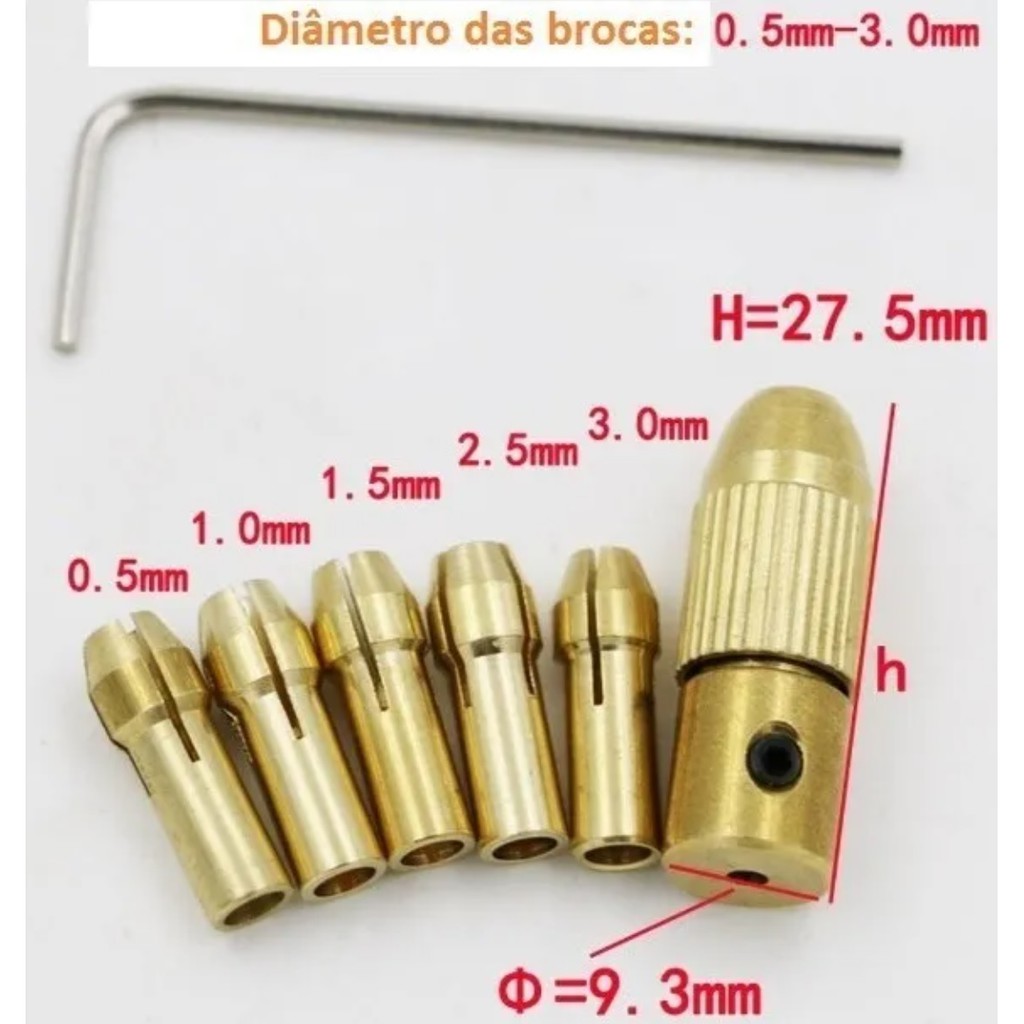 Mini Mandril P/ Brocas 0,5mm Á 3mm. | Shopee Brasil