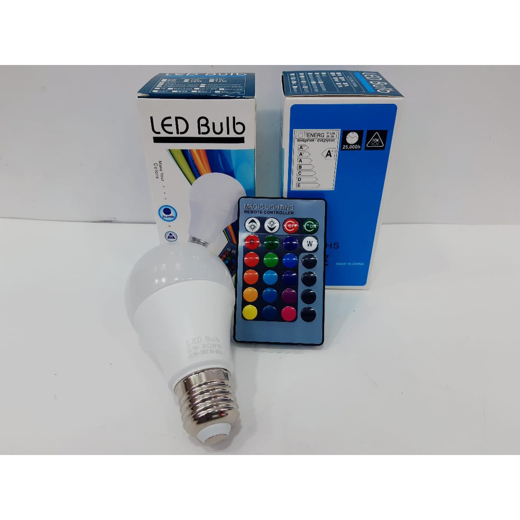 Lampada Bulbo Led Rgb 5w+ Controle Remoto E27 Bivolt | Shopee Brasil