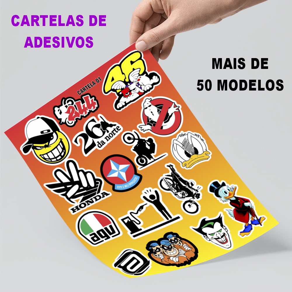 Cartelas De Adesivos personalizado Carro Moto Caminhão Bike | Shopee Brasil