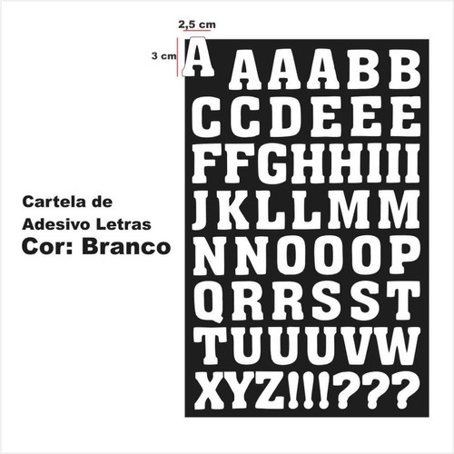 Adesivo cartela de letras alfabeto para moto forme frase palavras ...