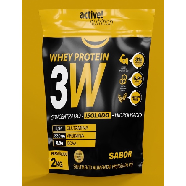 whey protein concentrado isolado hidrolisado 3w 2kg active - Vários Sabores | Shopee Brasil