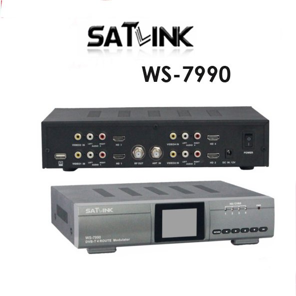 SATLINK WS-7990 hd modulador DVB-T 4 canais modulador MPEG4 1080P RF ...