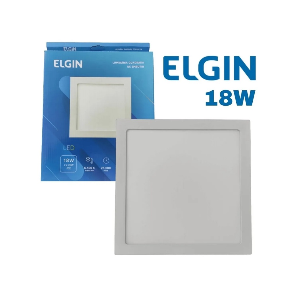 Luminaria Embutir Led 18W 6500K Quadrado - ELGIN | Shopee Brasil
