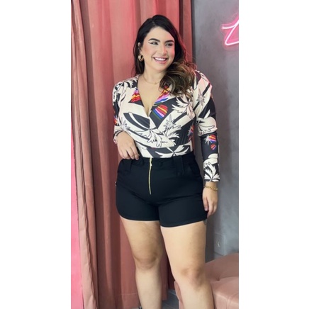 body feminino plus size bory estampado estilo farm cores primavera ...