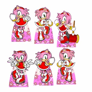 Amy Rose Sonic kit com 1 quadro mosaico + 6 totens de mesa em mdf ...