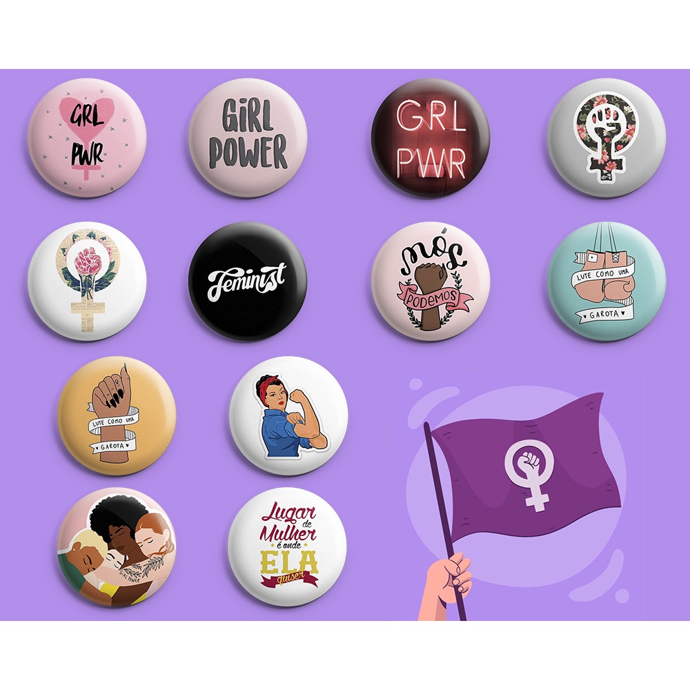 Bottons Girl Power / Feminismo - Botton Broche (3,5cm & 4,5cm) | Shopee ...