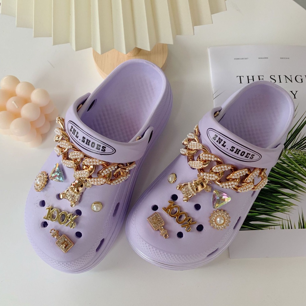 Crocs Jibbitz Conjunto De Sapatos De Pérola Dourada Botão De Encanto ...