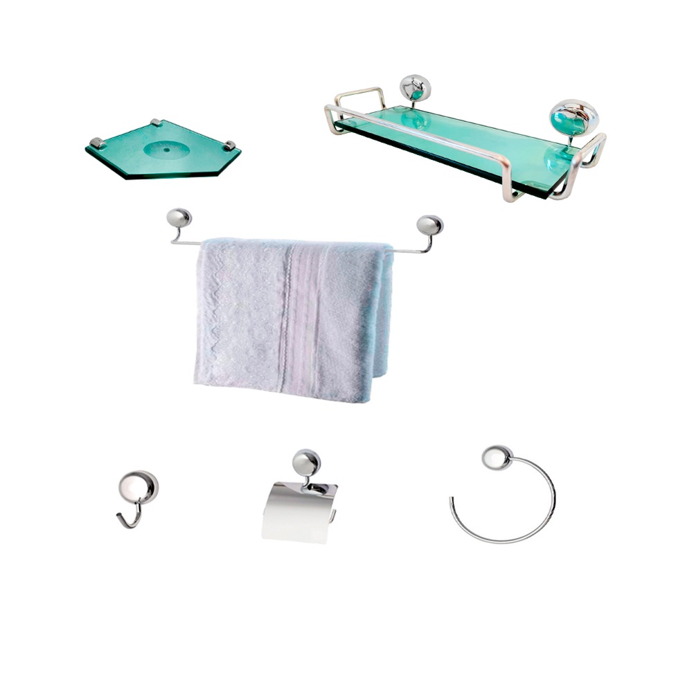 Kit Para Banheiro Dublin Vidro Sextavado Verde | Shopee Brasil