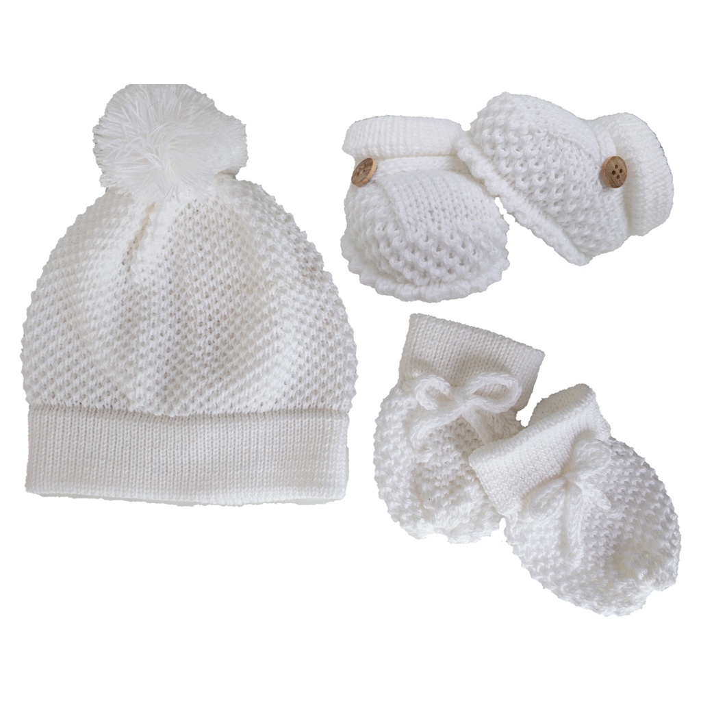 KIT Touca luva e sapatinho para Bebê recém nascido maternidade 0 a 3 ...