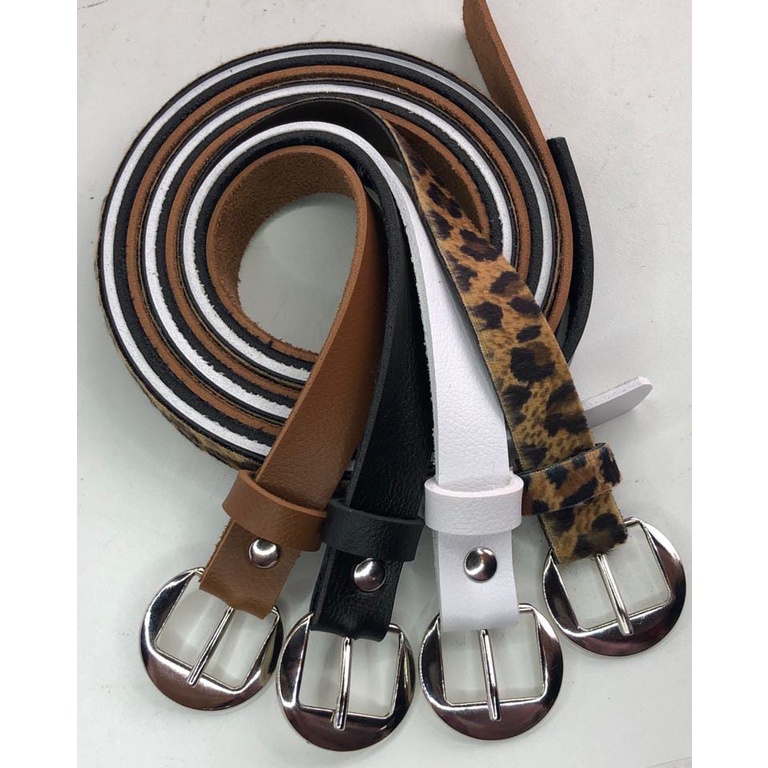 Kit com 4 Cintos Feminino Fino Fivela Prata – Brenda | Shopee Brasil