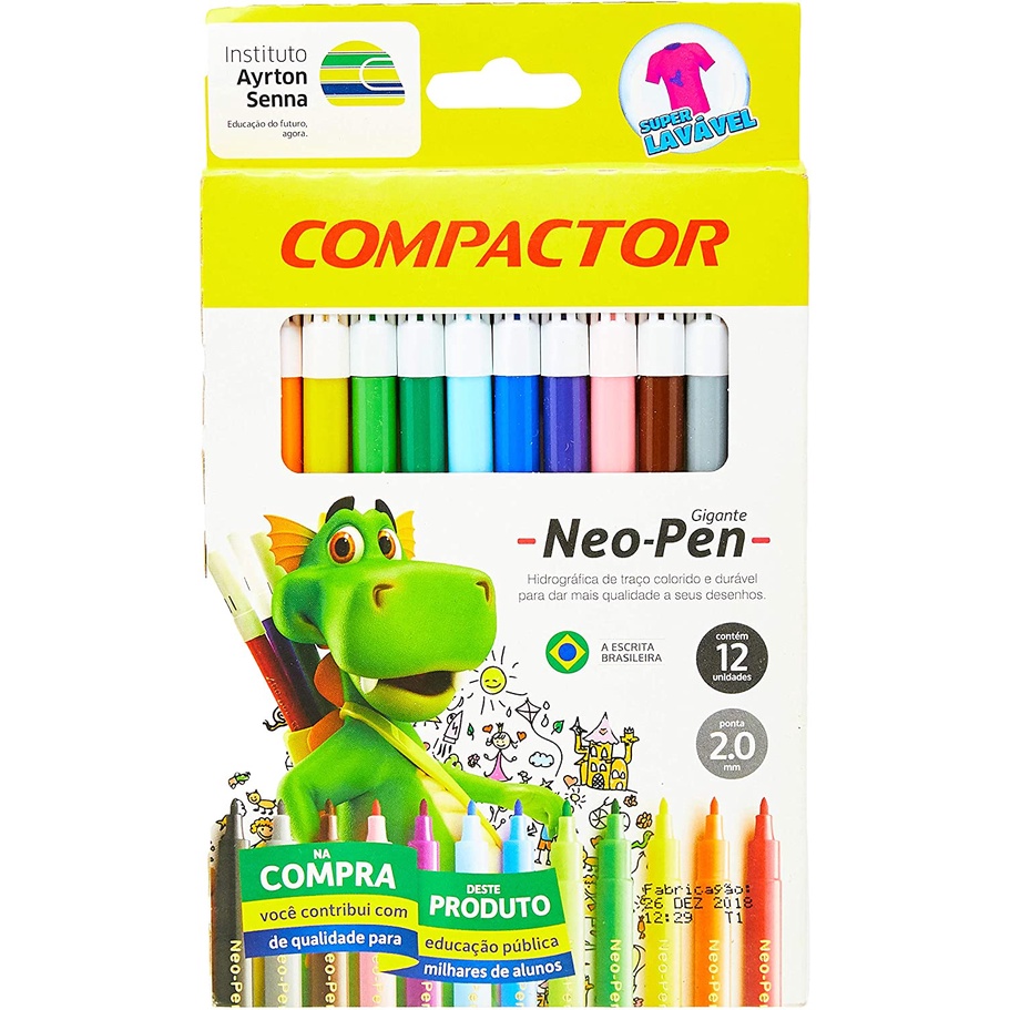 Caneta Hidrocor Compactor Neo-Pen - 12 e 24 cores - Faz a Boa!