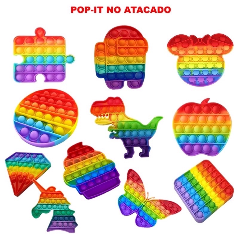 Anti Stress Pop It Fidget Sensorial kit com 10 peças Para Alívio De ...