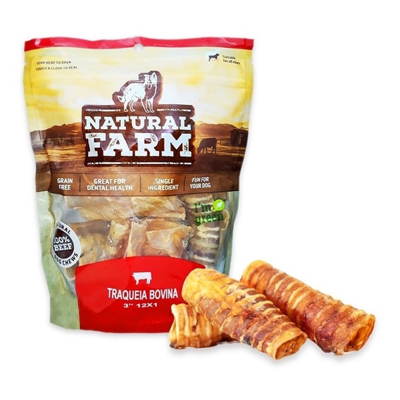 PETISCO PARA CAES TRAQUEIA BOVINA NATURAL FARM 12x1 | Shopee Brasil