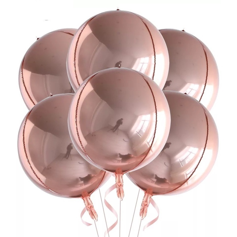 5 Balão Metalizado Globo Bola Rosê Gold 4d | Shopee Brasil
