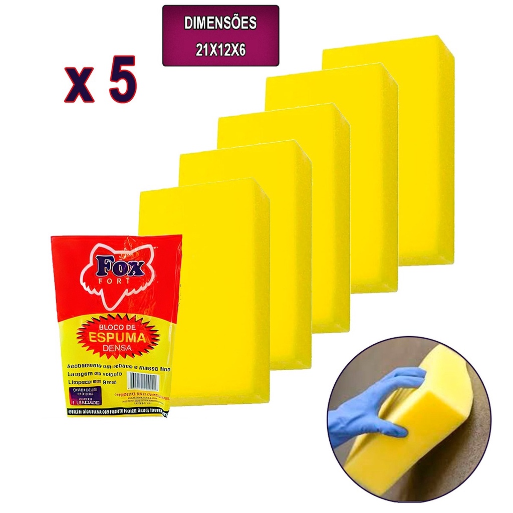 Kit 5 Espuma Bucha grande Multiuso Limpeza veículo, Pedreiro ...