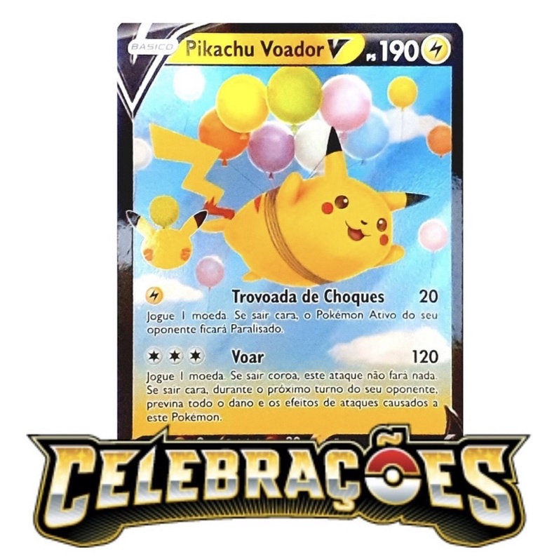 PIKACHU VOADOR V- CELEBRAÇÕES (original) | Shopee Brasil