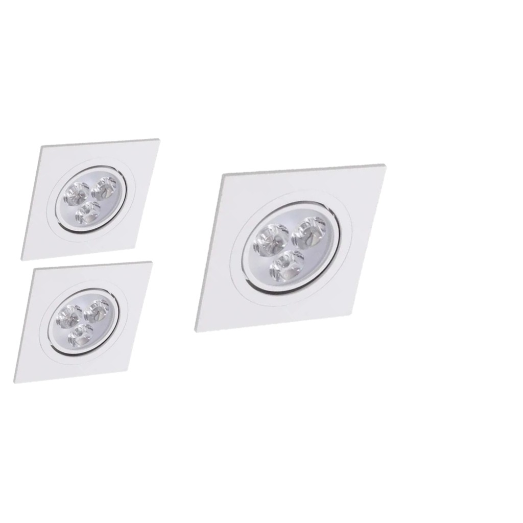 kit 3 spot Led Embutir quadrado Direcionável 3W 6500K super led branco ...