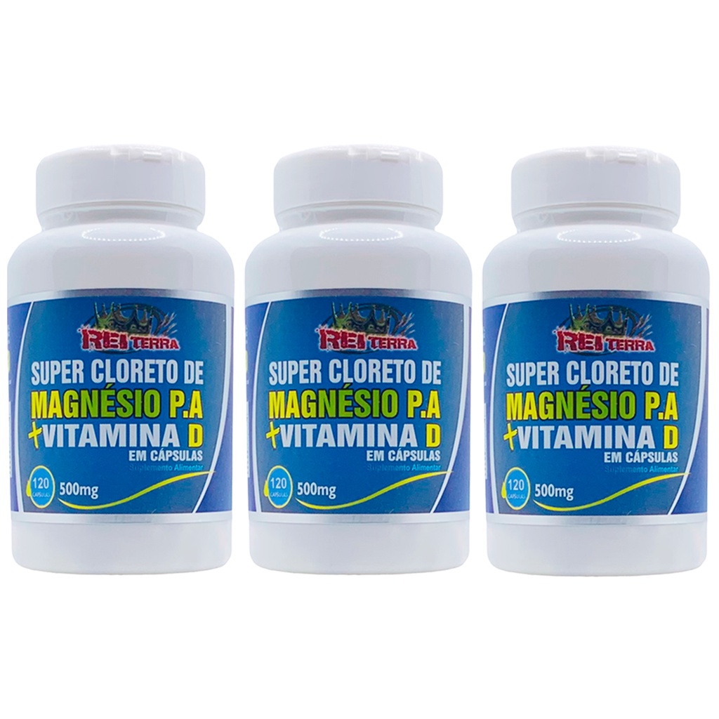 Kit 3 Super Cloreto De Magnesio Pa + Vitamina D 120 Capsulas | Shopee Brasil