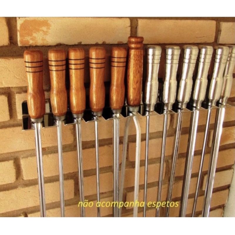Suporte Porta Espeto de Parede em INOX, (não acompanha espeto) | Shopee ...