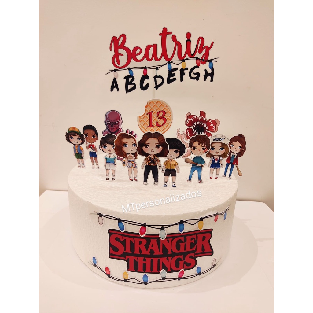 Kit Festa Stranger Things 1 Topo e Bolo + 60 Topper de Doces | Shopee ...