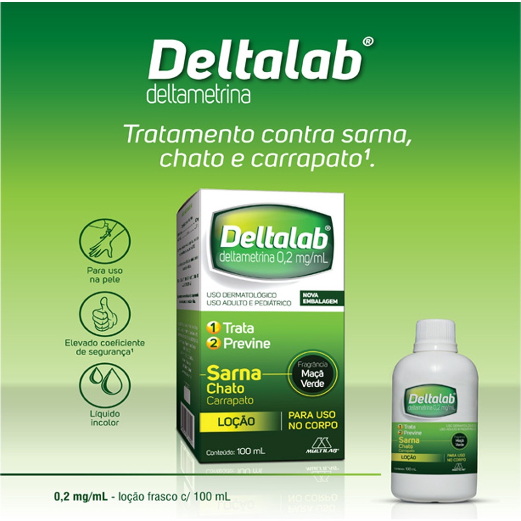 DELTALAB - LOÇÃO TRATA E PREVINE SARNA, CARRAPATO - 100ml envio ...
