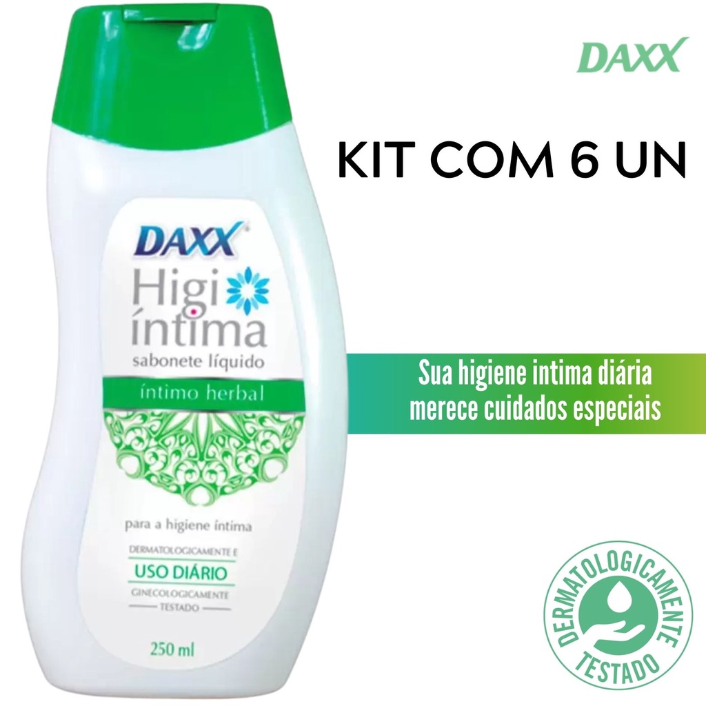 Kit 6 Un Sabonete Intimo Feminino Sabao Liquido Daxx Higi Herbal 250ml ...