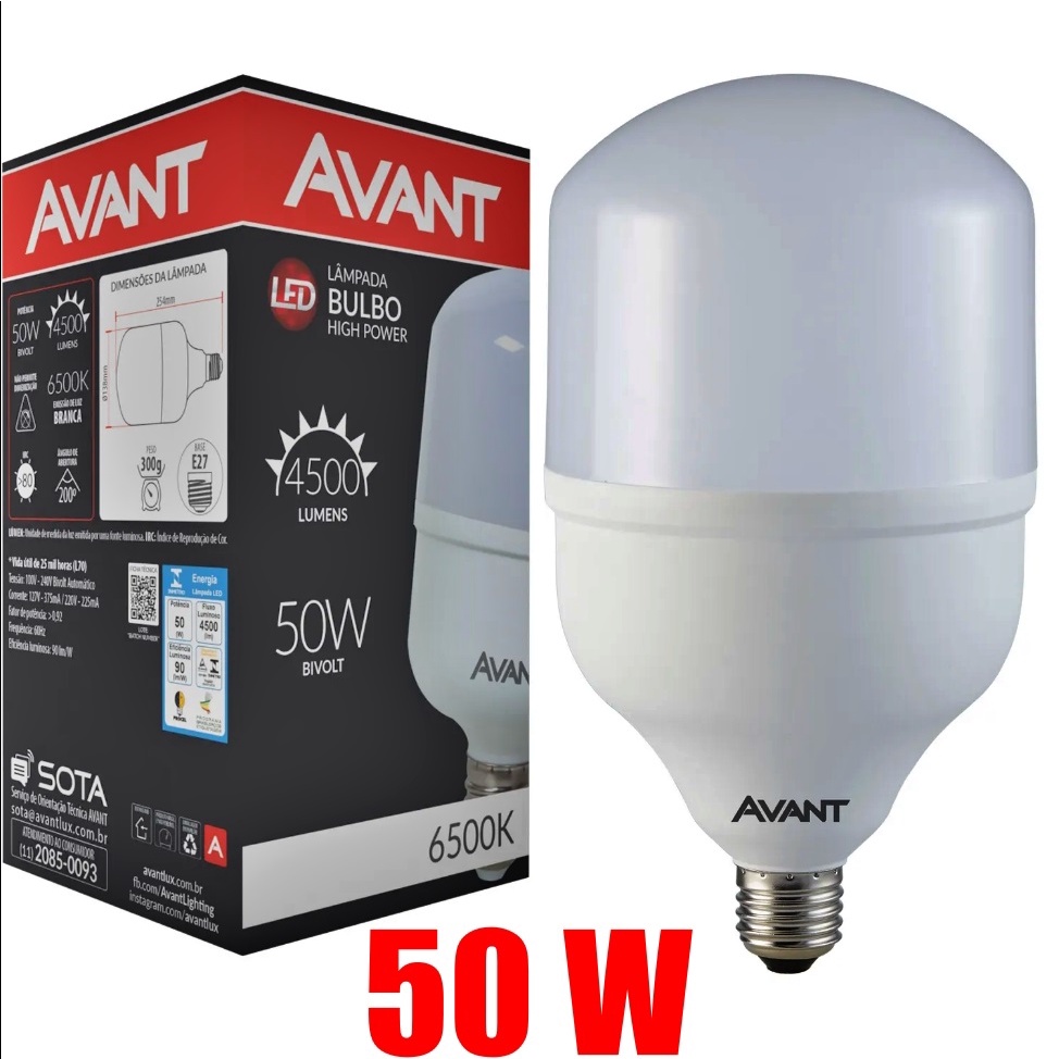 Lampada Led Bulbo 50w Branco Frio 6500k Alta Potência | Shopee Brasil