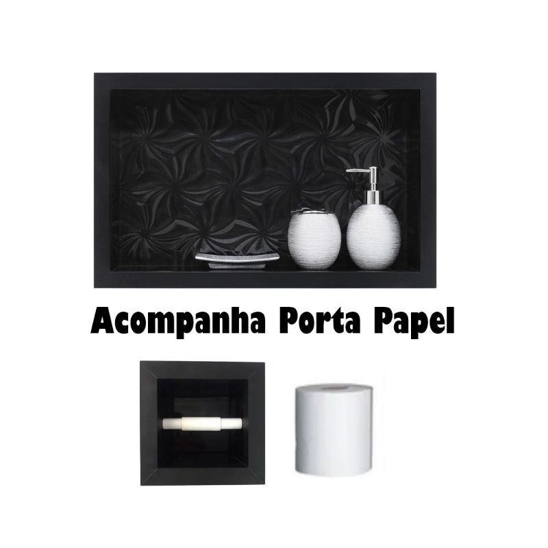Nicho porcelanato banheiro box 30x50 acompanha porta papel | Shopee Brasil