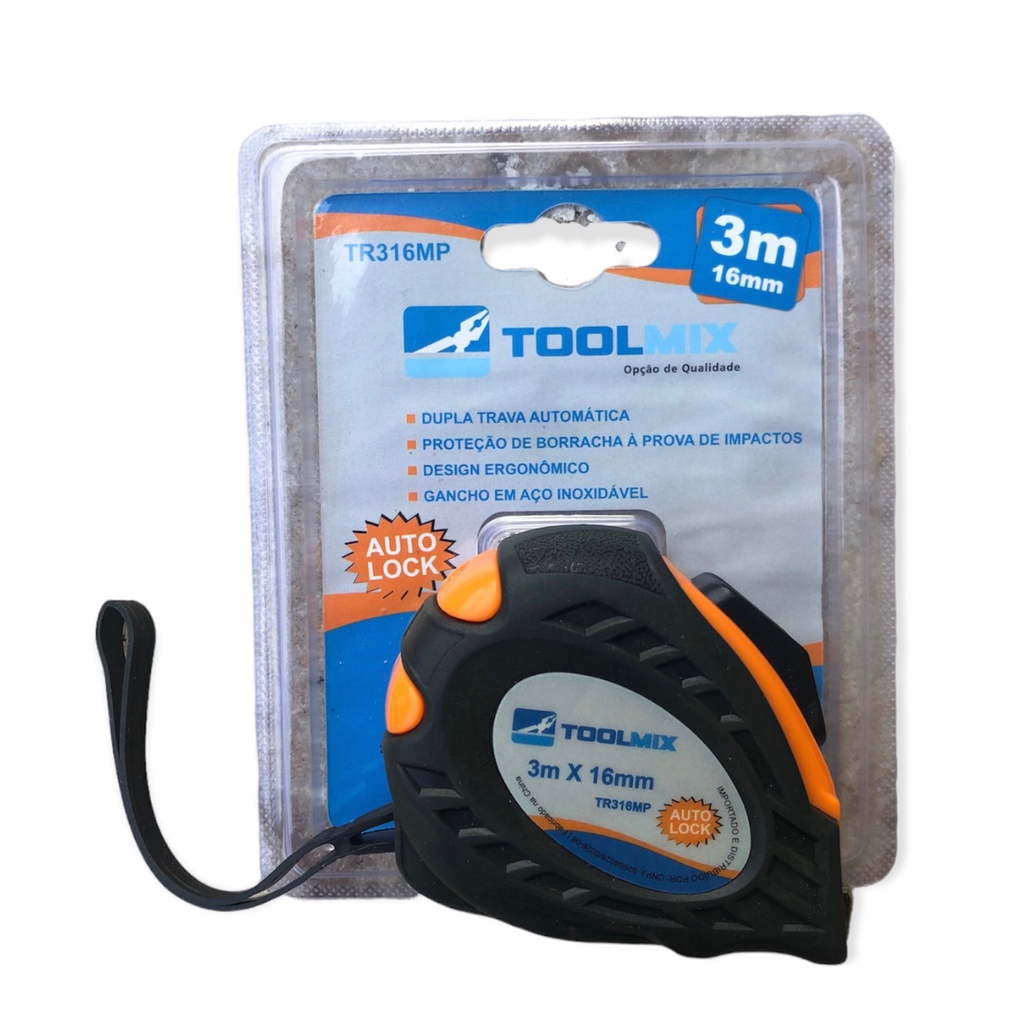 TRENA MANUAL DE AÇO 3M X 16MM AUTO TRAVA - TOOLMIX | Shopee Brasil