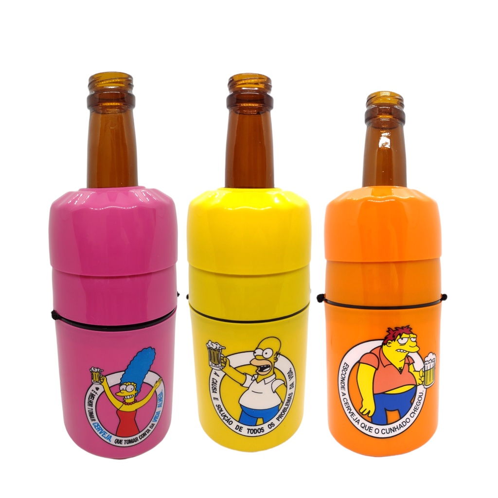 Kit com 3 Térmico Long Neck 3 em 1 , Homer Marjore e Cunhado ,Suporte ...